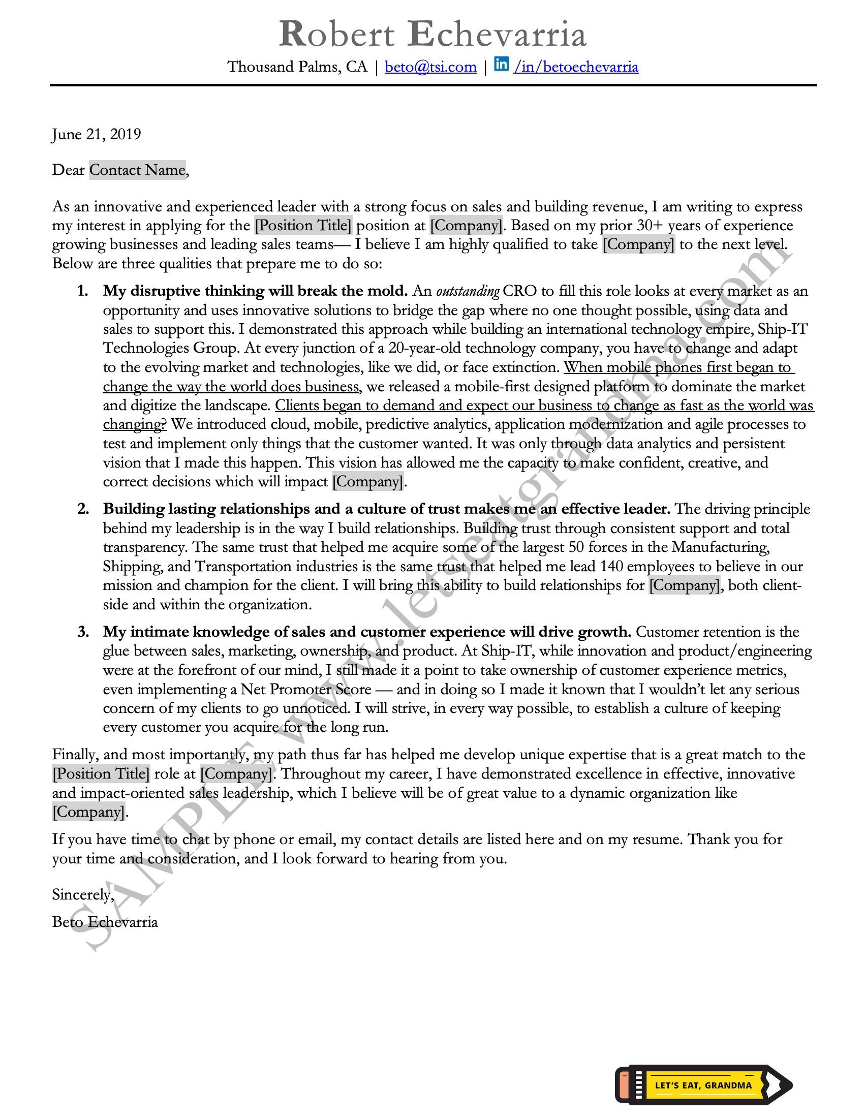 The Ultimate Executive Cover Letter Example with Writing Guide Let 